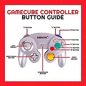 EVORETRO Gamecube Controller Compatible for Switch, wii Console and PC Games - 4 Pack Bundle with 4 Extension Cords and a 4-Port Adapter