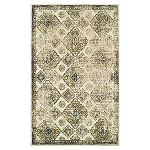 SUPERIOR Indoor Area Rug with Jute Backing, Traditional Design Carpet from Egypt for Bedroom, Living Room, Office, Dorm, Kitchen, Entryway, Mayfair Collection 4x6 Ivory