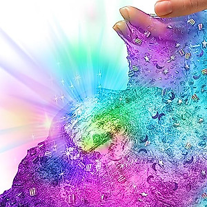 So Slime Light-Up Cosmic Crunch 3pk; Slime Activated Light will Glow and Change Colors; Illuminated Slime; Included 3 Premade Slimes with Reusable Containers, Confetti Decorations, and an LED light