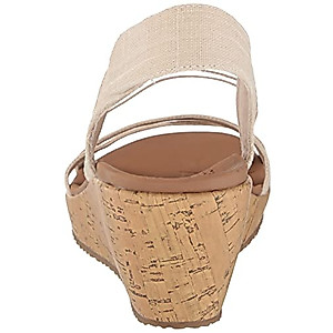 Skechers Women's Cork Wedge Sandal, Natural, 6