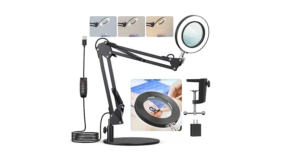 3X LED Magnifying Lamp with Light & Clamp – Perfect for Crafts & Reading