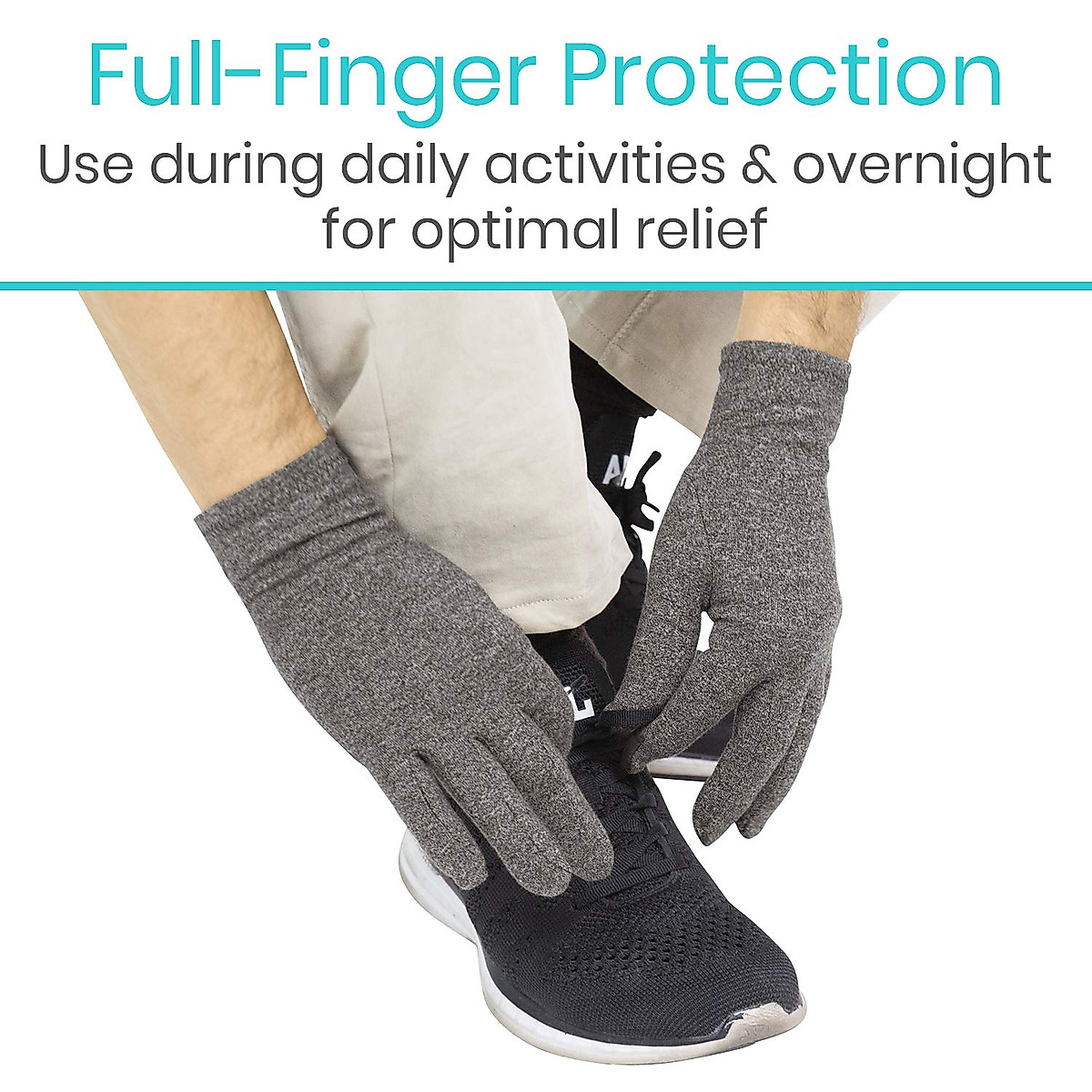 Vive Compression Arthritis Gloves - Comfortable Fit for Men and Women - Full Finger for Rheumatoid, Osteoarthritis