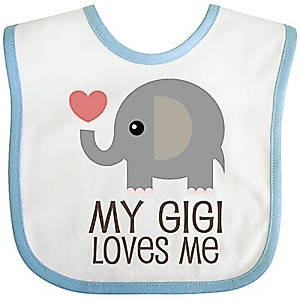 inktastic My Gigi Loves Me Grandchild Baby Bib White and Blue 2ce4a