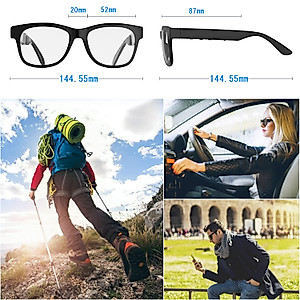 QZTELECTRONIC Bone Conduction Glasses, Open-Ear Headphones Bluetooth, Photochromic Sunglasses Anti Blue Ray, IP6 Waterproof Audio Glasses, Hand-Free Calling and Music, Smart Glasses for Women and Men