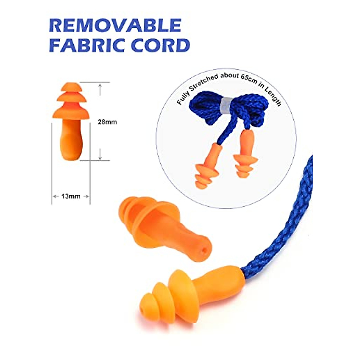 12 Pairs Corded Silicone Ear Plugs - Individually Wrapped - Reusable Noise Cancelling Earplugs for Hearing Protection - Shooting Range Noise Reduction, Construction Work, Hunting Ear Protection