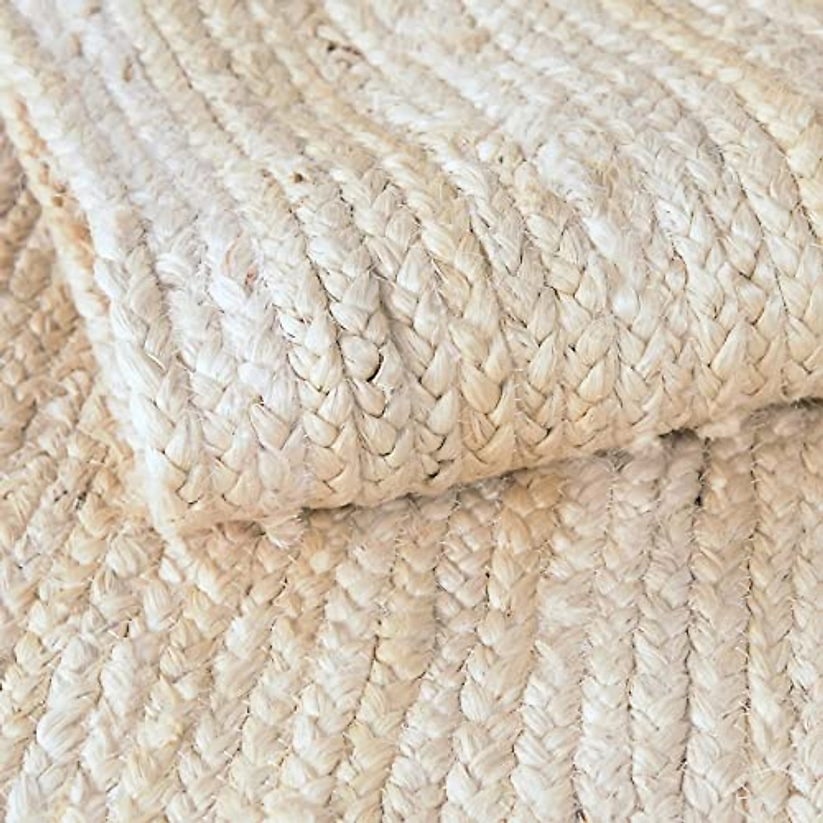 Avgari Creation RUG Jute Natural Hand Braided Rug Rectangle White Handmade Natural Fiber Area Carpet Kitchen, Hallway Rugs For Living-90x150 CM