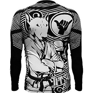 Jitsu Rash Guard for Men Gentle Strong Long Sleeve BJJ Gym Crossfit MMA Training Fitness Compression Base Layer No Gi Black