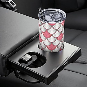 AFHYZY 20 oz Skinny Tumbler Reusable Coffee Travel Mug with Lids and Straws, Insulated Coffee Cups 20oz Stainless Steel Water Bottles Leak Proof for Adults, Women - Mermaid