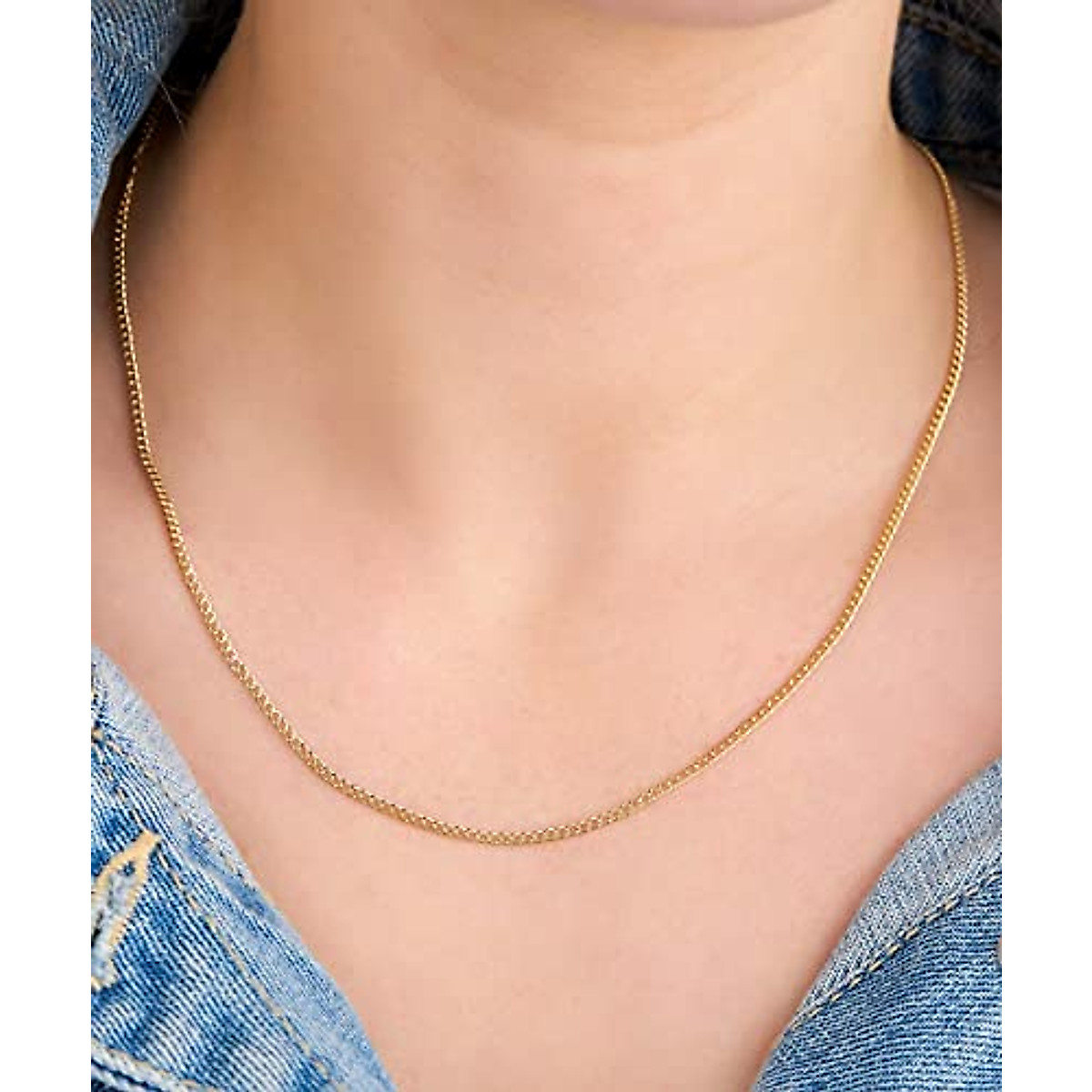 Barzel 18K Gold Plated Curb/Cuban Link Gold Chain Necklace 2MM, 3MM, 4MM, 5MM For Women or Men - Made In Brazil (20 Inches, 2MM Gold)
