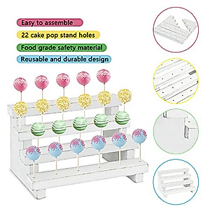 Cake Pop Stand Holder for Display, 22 Hole Solid Wood Lollipop Stand Holder for Weddings Baby Showers Birthday Parties Anniversaries Cake Pop Holder Cake Pop Stand (22 Hole)