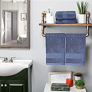 2 Pack Hand Towels for Bathroom- (14 x 30 Inch) 100% Cotton Hand Towel, Highly Absorbent and Quick Dry Face Washcloth, Home Soft Premium Towel for Hotel, Bath, Kitchen and Spa, Set of 2 (Blue)