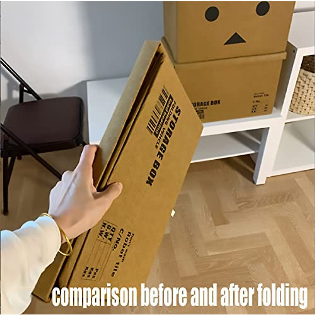 Large Storage Boxes with Lids, Storage Baskets for Shelves, Foldable Organiser Box Baskets,Baskets with Stackable Lid & Handles Collapsible Fabric Bins Home & Office Decorative Storage Box, 2-Pack