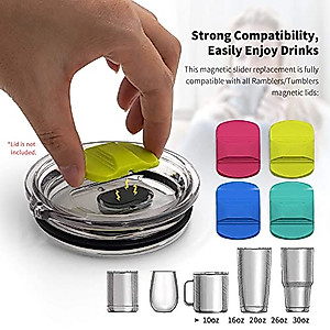 Replacement Magnetic Slide for YETI Lids, Fits 10oz, 16oz, 20oz, 26oz, 30oz Set of 4 (Light Blue Light Yellow Red Green)