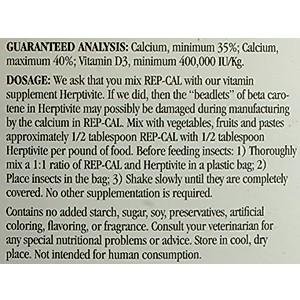 Rep-Cal SRP00210 Phosphorous-Free Calcium Ultrafine Powder Reptile/Amphibian Supplement with Vitamin D3, 7-Pound