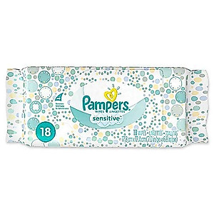 Pampers Sensitive Wipes Convenience Pack 18 CT (Pack of 16)