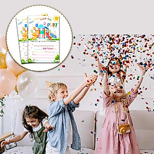 Foosproea Playground Birthday Invitations with Envelopes - Park Party Invitation Card for Kids - Playground Themed Fill-in Invites Cards - Outdoor Party Favors Decorations (20 Pack)-01