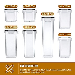 BINLAN Food Storage Containers - [7 Piece] Airtight Food Storage Containers - Large Kitchen Pantry Storage Container Set - Dispenser Keepers with 20 Labels & Pen - Black