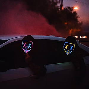 Stegosaurus 2 Packs LED Mask, Halloween Led Mask Light Up Mask with 3 Light Modes for Festival Party, 2 Colors