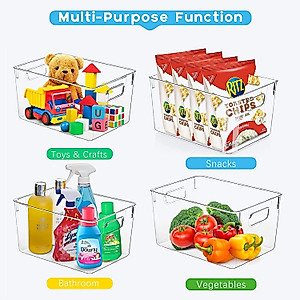 Set of 8 Clear Plastic Storage Bins, 4 Large and 4 Small Stackable Storage Containers for Pantry Organization and Kitchen Storage Bins,Home Edit and Cabinet Organizers