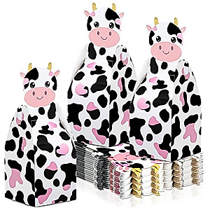 Karenhi 50 PCS Cow Party Favors Treat Boxes Cow Candy Goodies Gift Boxes Cow Print Birthday Box Paper Party Box Gift Wrap Boxes for Baby Shower Birthday Party Decorations Supplies, 9 x 4 x 4 Inches