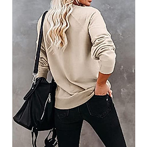 Dressmine Womens Letter Graphic Crewneck Mama Sweatshirt Long Sleeve Loose Shirts Lightweight Cute Pullover Apricot Large