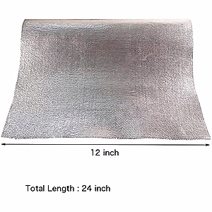 Ummickl 12'' X 24''Aluminized Heat Shield Mat Thermal Barrier Adhesive Backed Heat Blanket, Fiberglass Insulation Reflective Material High Temp Protection