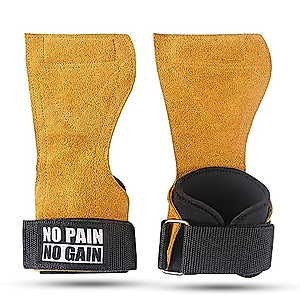 Yuehuam 2Pcs Hand Grips for Cross Training, Gymnastics, Weight Lifting, Gymnastics Gloves with Adjustable Wristband Leather Calisthenics Equipment for Men and Women