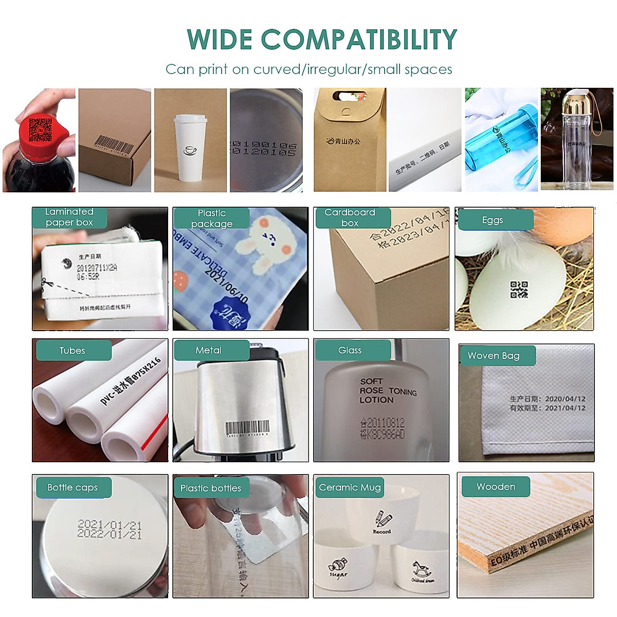 Acogedor Handheld Printer, Handheld Mobile Inkjet Printer with LED Touch Screen, Portable Printer Inkject Coding Machine for Barcode, Label, Date, Text