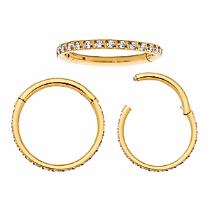 365 SLEEPERS 16G Titanium 6mm-14mm Gem Hinged Hoop Segment Nose Ring Helix Tragus Septum Unisex Earring Body Piercing Jewelry