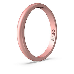 Enso Rings Halo Elements Silicone Ring – Stackable Wedding Engagement Band – Thin Minimalist Band – 2.54mm Wide, 1.5mm Thick – Rose Gold-Colored, Size 6