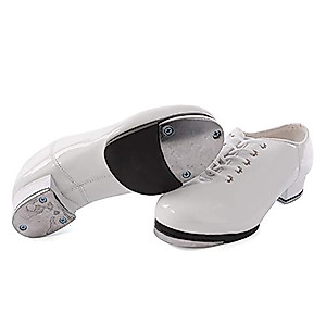 HROYL Women & Men Tap Shoes Unisex Tap Dance Shoes Women Girls Tap Shoes for Jazz Tap Shoes,CL2-White-3.5,US6.5