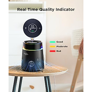 MSB5 Air Purifiers for Bedroom, H13 True HEPA Air Purifier for Home Room Office, 20dB Quiet Air Cleaner with Sleep Mode Colorful Night Light for Pets Dander Pollen Mold (Black)