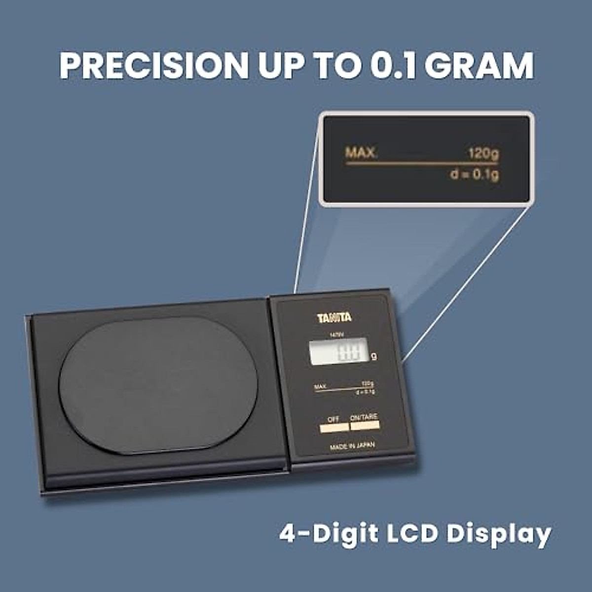 Tanita 1479V Professional Digital Mini Scale - Japan Technology - 120 Grams Capacity - Accurate & Reliable Gold Weighing- with Clear 4-Digit LCD, Low Battery Indicator, Energy Saving, Pocket Size