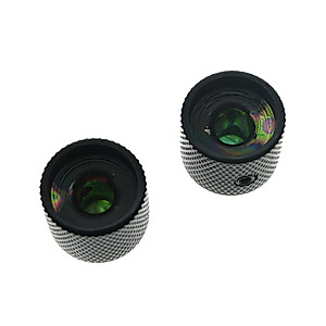 KAISH Black Set of 2 Abalone Top Guitar Knobs Dome Knobs Bass Knob with Set Screw for Tele/Telecaster