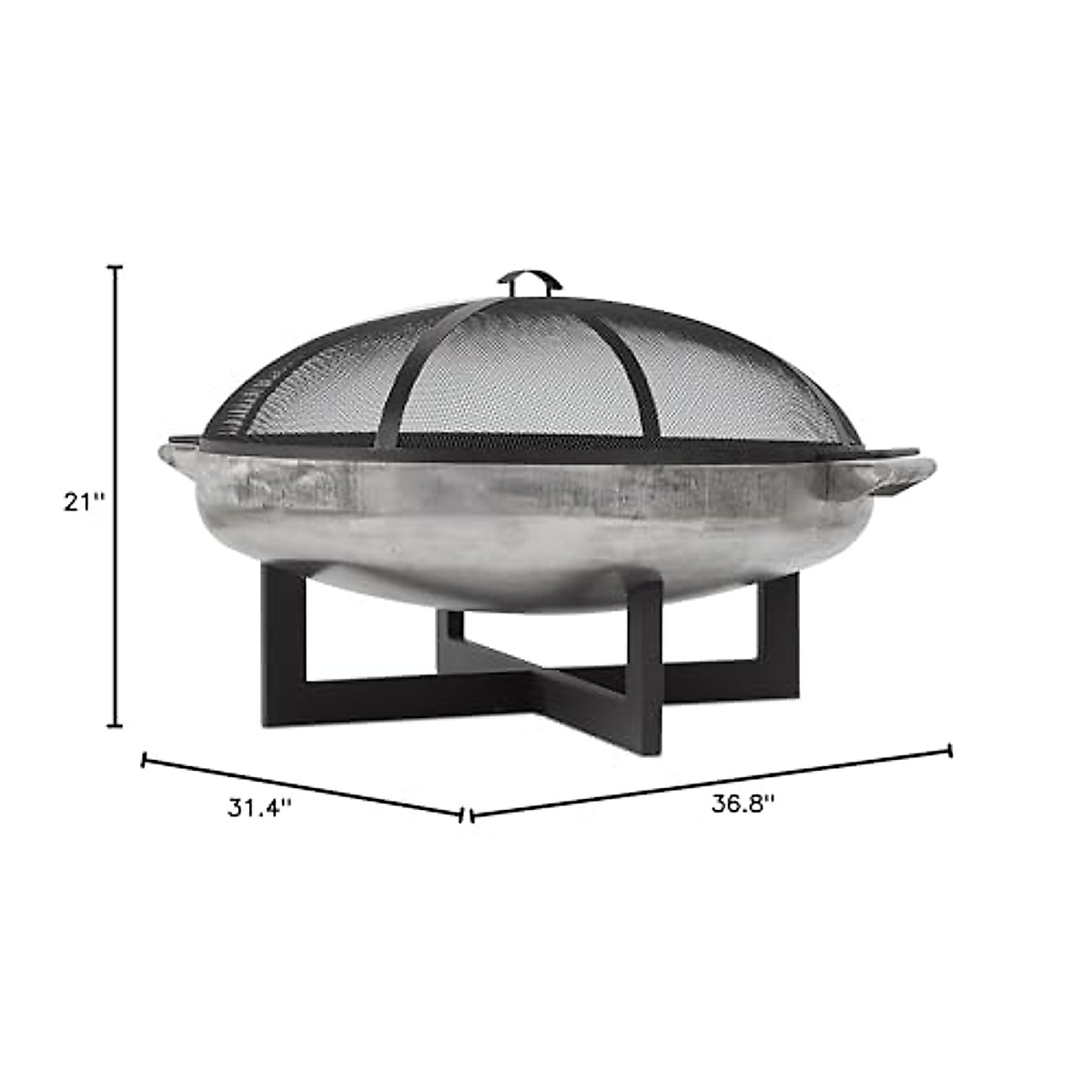 Real Flame La Porte 37" Round Wood Burning Fire Pit for Outdoors, Rust with Spark Screen, Poker and Log Grate - Steel Wood Burning Fire Bowl - Durable Outdoor Fire Pit