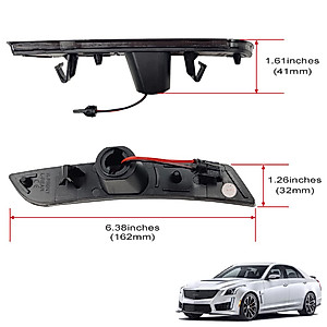 CTS/ATS Amber LED Front Side Marker Lamps Replacement for 2014-2020 Cadillac CTS & 2015-2020 Cadillac ATS Smoked Lens LED Turn Singal Lights Kits Replace OEM Sidemarker Lamps