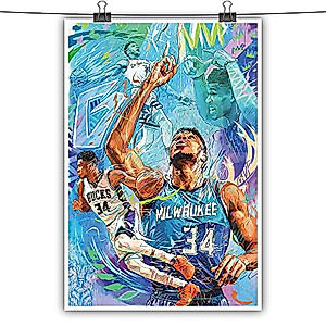 Giannis Antetokounmpo Poster Basketball Superstar Letter Bro Posters Wall Art Basketball Poster Canvas Print Home Living Room Bedroom Kids Room Decor Gift for basketball fans 16x24inch-Unframed