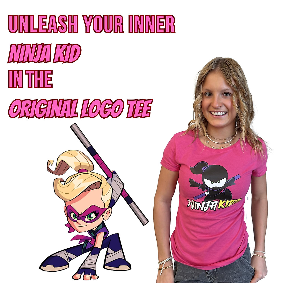 Ninja Kidz Official Original Logo Girls Shirt, Dress Your Ninja Kids in Cool Kids Clothes, Ninja Shirt Merch & Tee for Girls, Purple T Shirt, Size Youth Medium