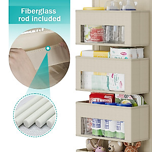 YOUDENOVA Over The Door Organizer, 4-Shelf Door Hanging Organizer, Baby Organizer for Nursery, Beige