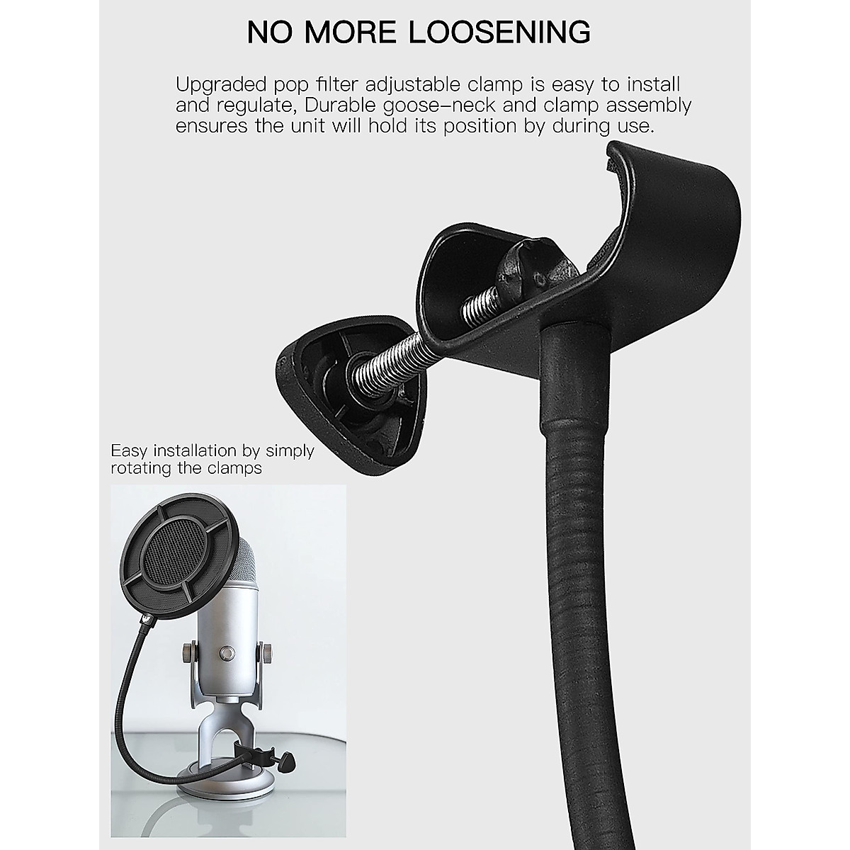 Mic Pop Filter, Professional Metallic Mic Pop Filter Mesh for Blue Yeti and Any Other Mic, ARISEN Dual Layered Microphone Pop Filter, Mic Filter with A Flexible 360° Gooseneck Clip Stabilizing Arm