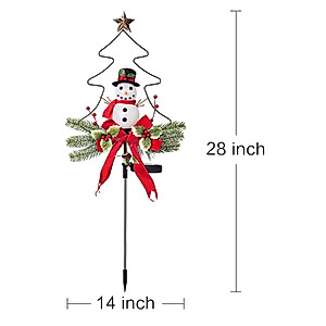 Doingart Outdoor Solar Light Christmas Decorations, Snowman Christmas Light with Faux Red Berry, Foliage Accents Garden Decor Stakes