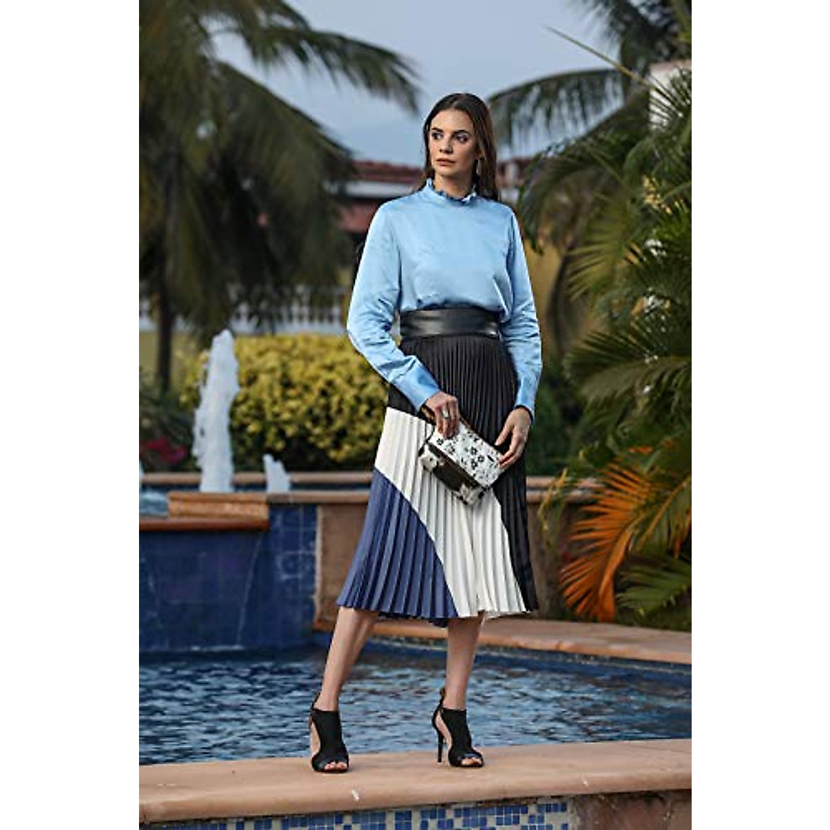 Myra Bag Urging Upcycled Canvas & Cowhide Wristlet Pouch Bag S-1514