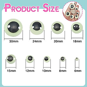TOAOB 200pcs Glow in The Dark Wiggle Googly Eyes Self Adhesive Luminous Googly Eyes Assorted Sizes Plastic Sticker Eyes for DIY Crafts Scrapbooking Decoration