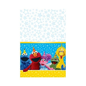 Amscan Everyday Sesame Street Plastic Table Cover - 54" x 96" (1 Piece) - Durable & Colorful Design - Perfect for Kids' Parties, Home Gathering or Preschool