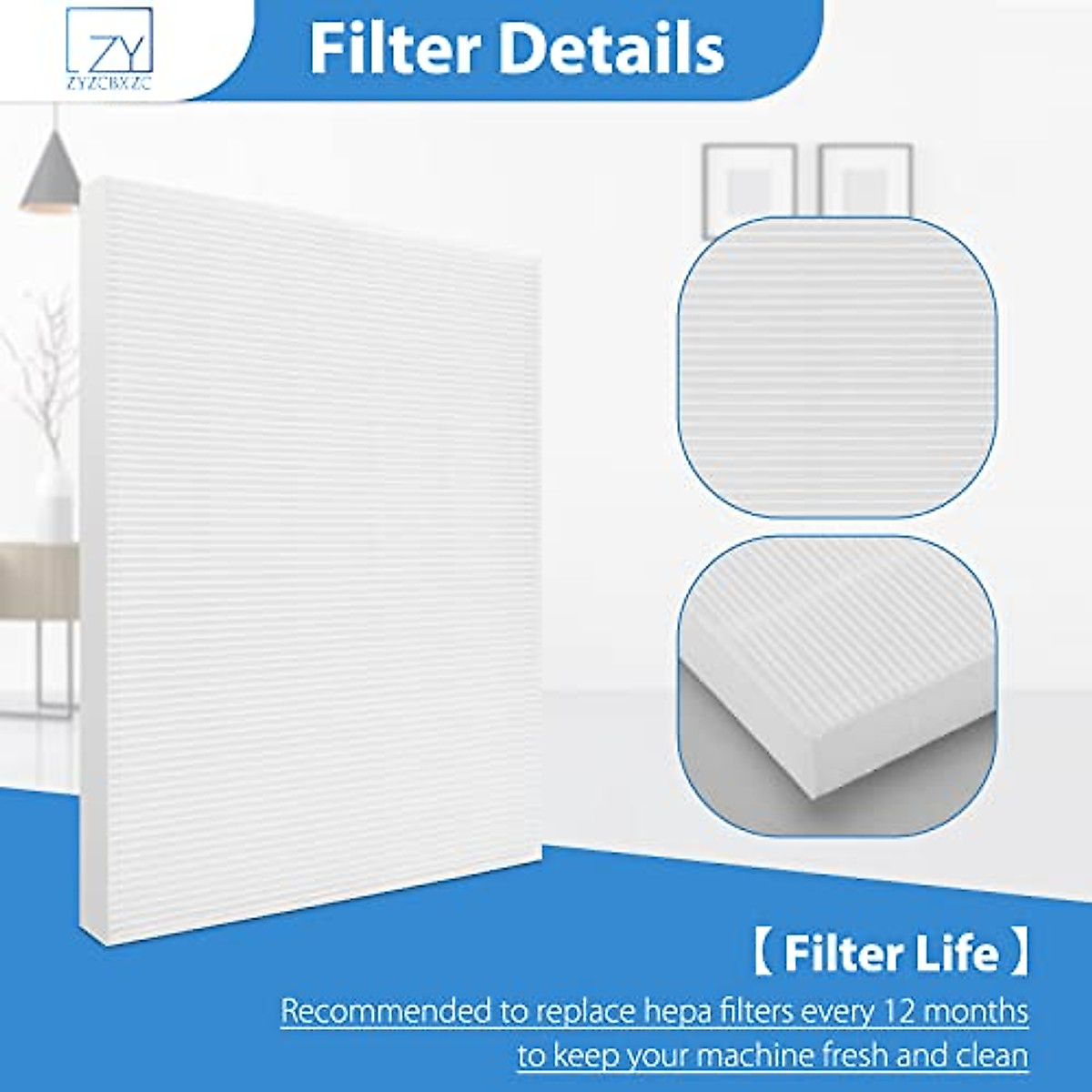 4 Pack C545 Replacement HEPA Filter Compatible with Winix C545 , Ture HPEA Filter S Only, Part number 1712-0096-00