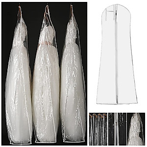 CALIDAKA White Wedding Dress Garment Bag, Washable Clear Lightweight Garment Bags for Long Prom Puffy Bridal Gown Dress Storage (Size:180cm/70.87inch)