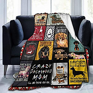 Socira Blankets and Throws Dachshund Dog Flannel Fleece Blankets for Men Women Cozy Warm Fuzzy Sofa Blanket for Couch Office Outdoors Large Bed Blanket Christmas New Year Birthday Gifts 50"x40"