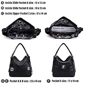 Convertible Backpack Purse For Women Handbag Hobo Tote Satchel Shoulder Bag Black