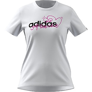 adidas womens Heart Graphic Tee White Medium