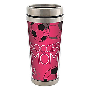 Elanze Designs Soccer Mom Stainless Steel 16 oz Travel Mug with Lid